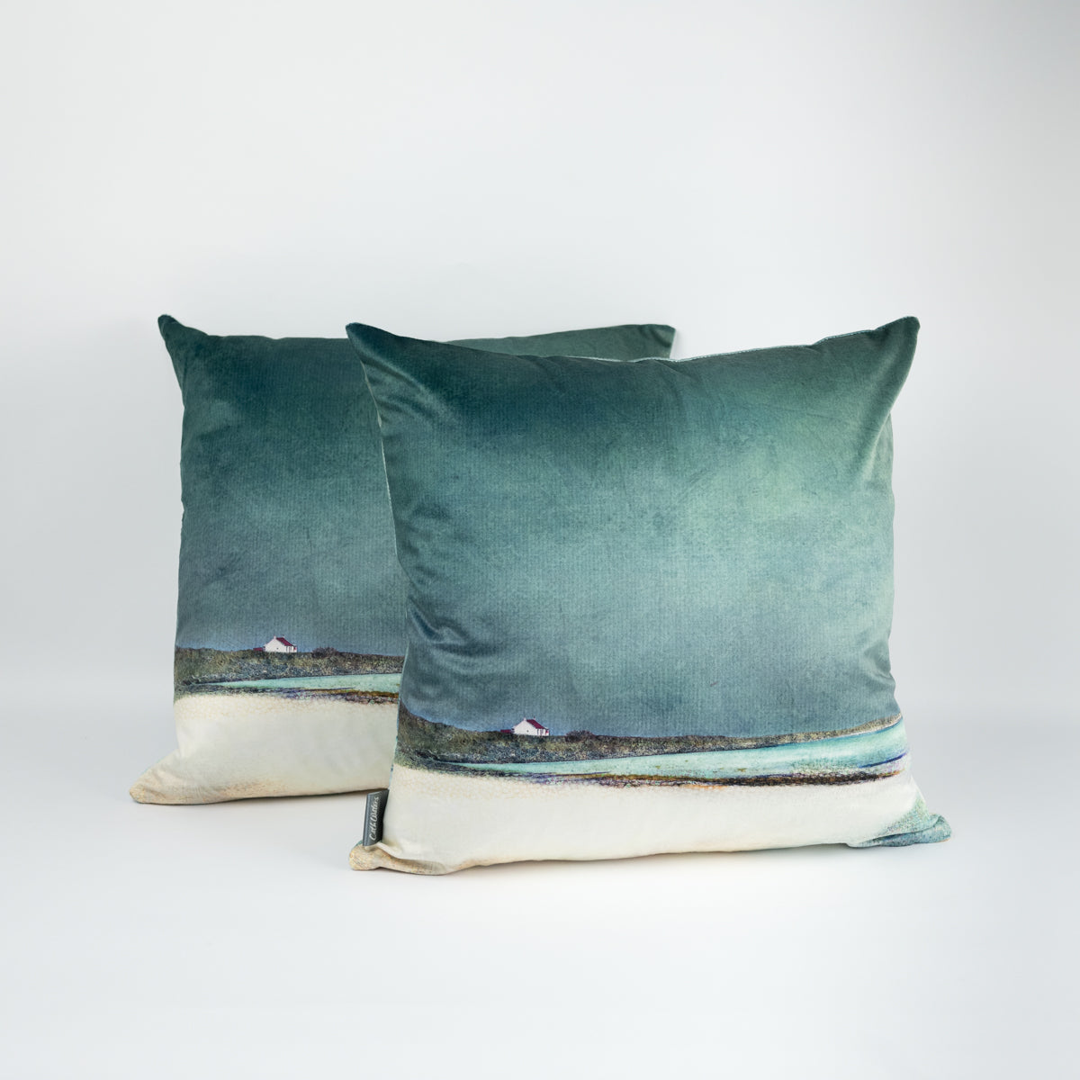 Red Croft Barra Velvet Cushion – Cath Waters Scottish Landscapes