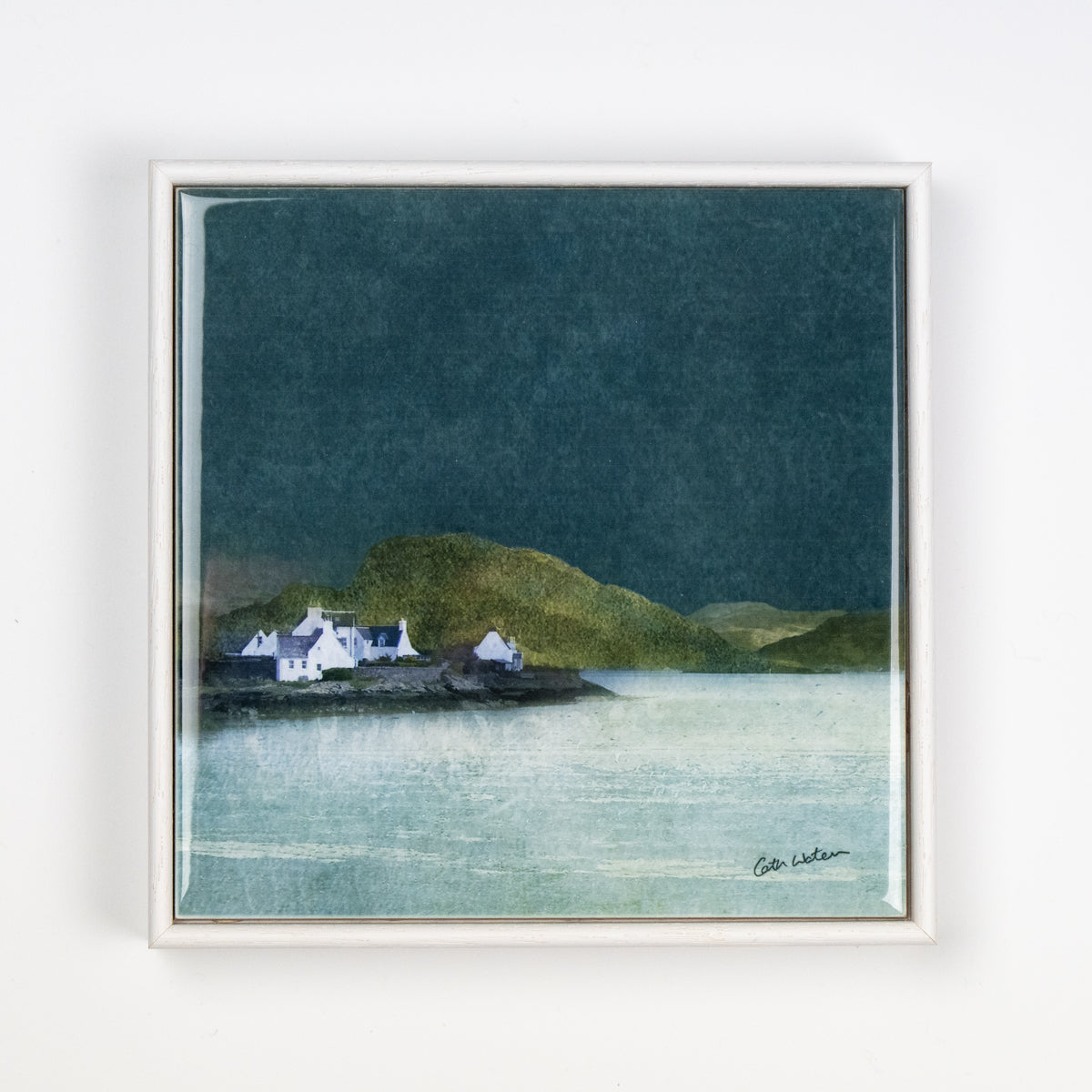 Plockton Wood Framed 6" ceramic tile – Cath Waters Scottish Landscapes